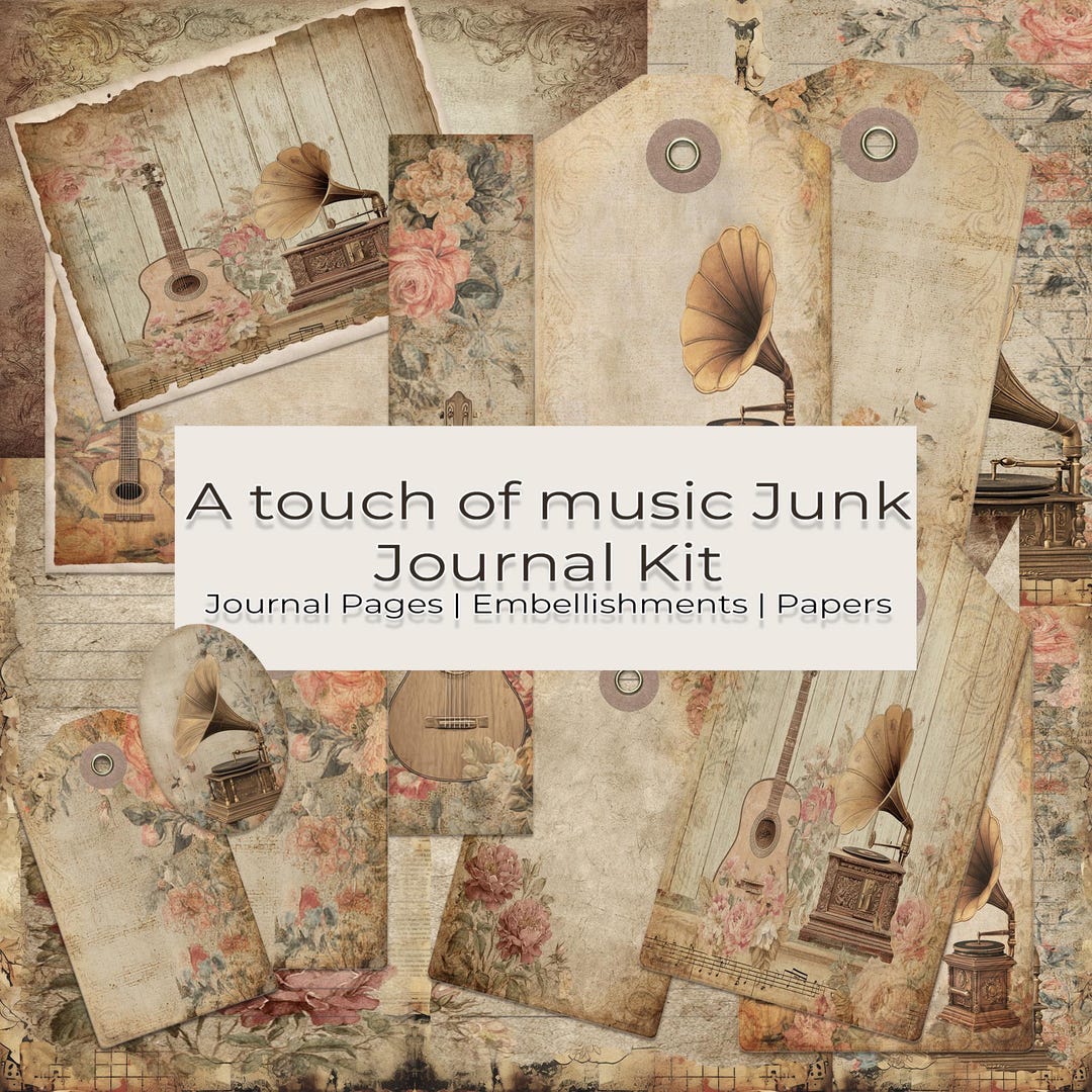 A Touch of Music Junk Journal Kit | Digital Ephemera & Papers | Musical ...