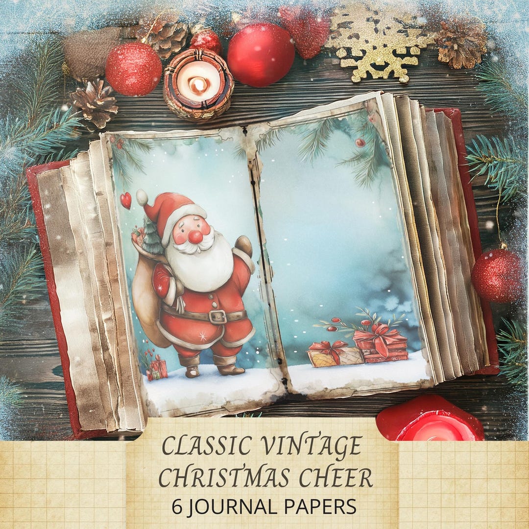 Christmas Cheer Junk Journal Paper Set | Snowy Scene Printables - Etsy