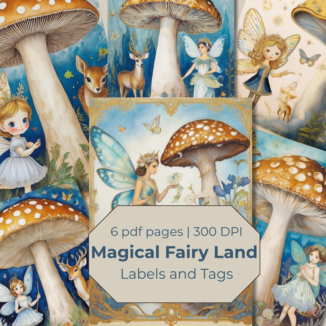 Fairy Junk Journal Ephemera | Mushroom Labels and Tags | Printable PDF ...