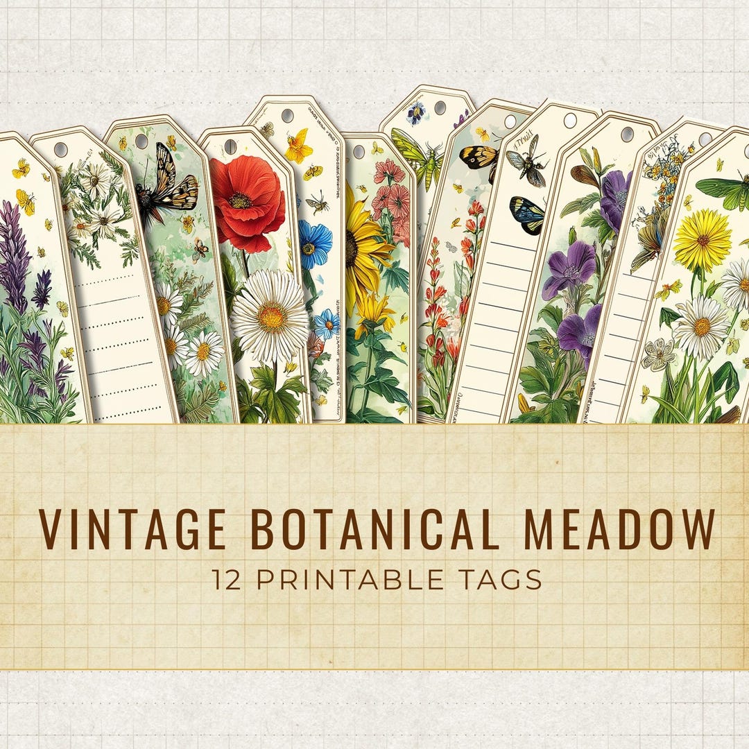 Printable Botanical Tags | Vintage Floral Junk Journal Ephemera ...