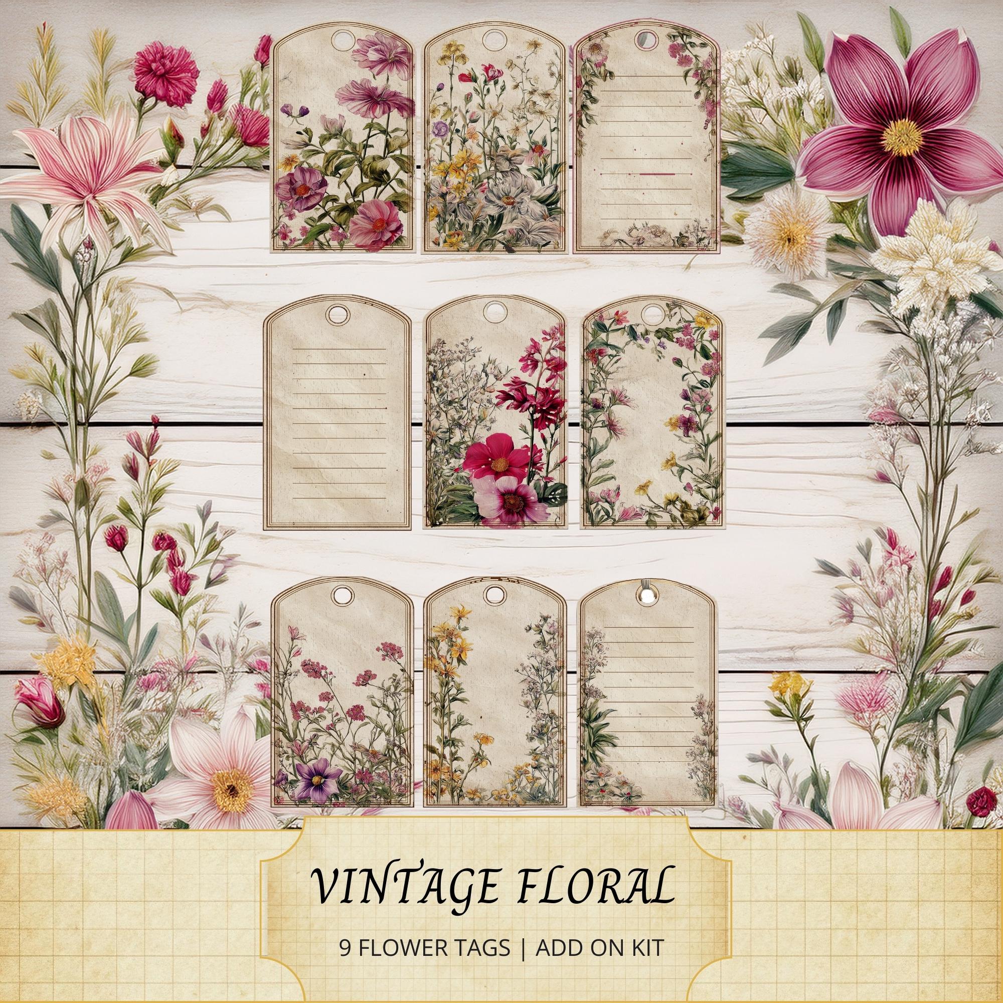 Vintage Floral Tags | Printable Labels With Flowers | Digital Download ...