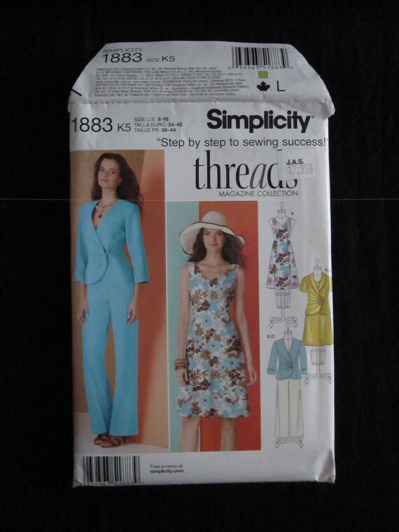 Simplicity 1883 Sewing Pattern Misses Dress Jacket & Pants - Etsy