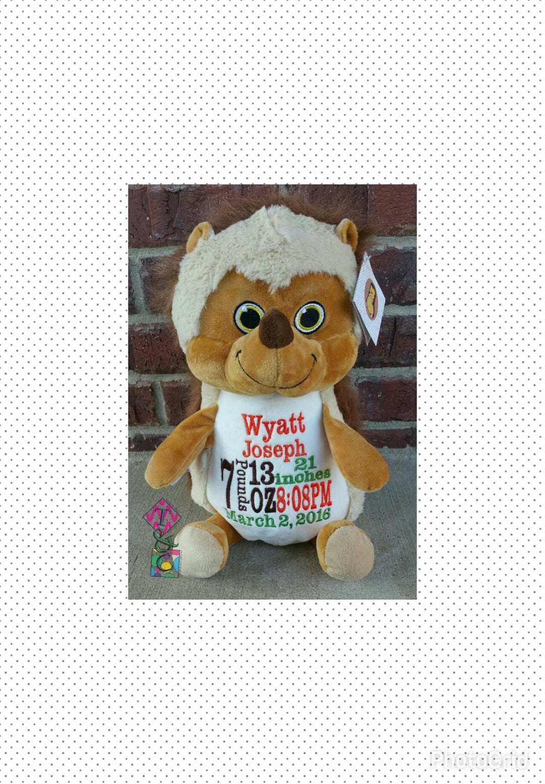 Personalized Stuffed Animal Baby Cubbies - Hedgehog - Embroidered ...