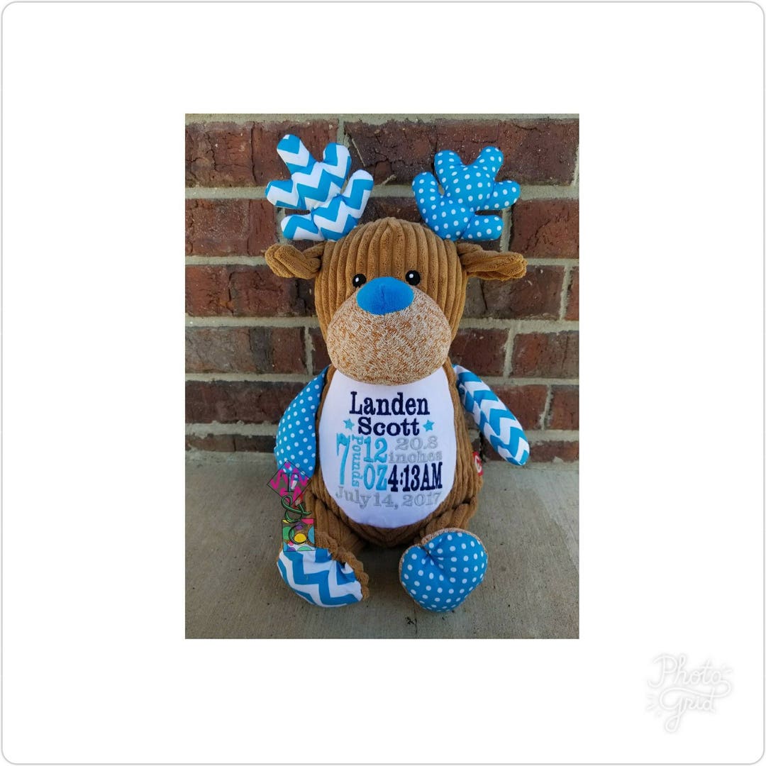 Boy Moose Personalized Stuffed Animal Baby Cubbies - Harlequin ...