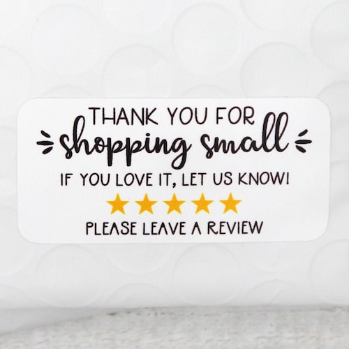 Thank You for Shopping Small Review Reminder Sticker Leave a - Etsy