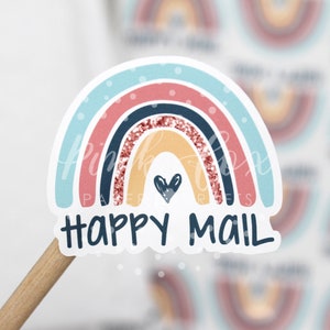 Happy Mail Rainbow Stickers, Thank You for Shopping Small, Supporting ...