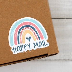 Happy Mail Rainbow Stickers, Thank You for Shopping Small, Supporting ...
