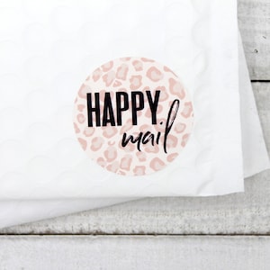 Happy Mail Leopard Sticker Pink Mauve Happy Mail Packaging - Etsy