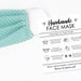 PRINTABLE Face Mask Care Card, Handmade Face Mask Tag, Cloth Face Mask ...