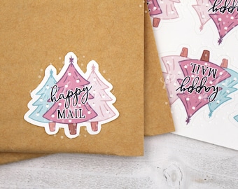 20 Merry Christmas STICKERS Pink Christmas Trees STICKERS - Etsy