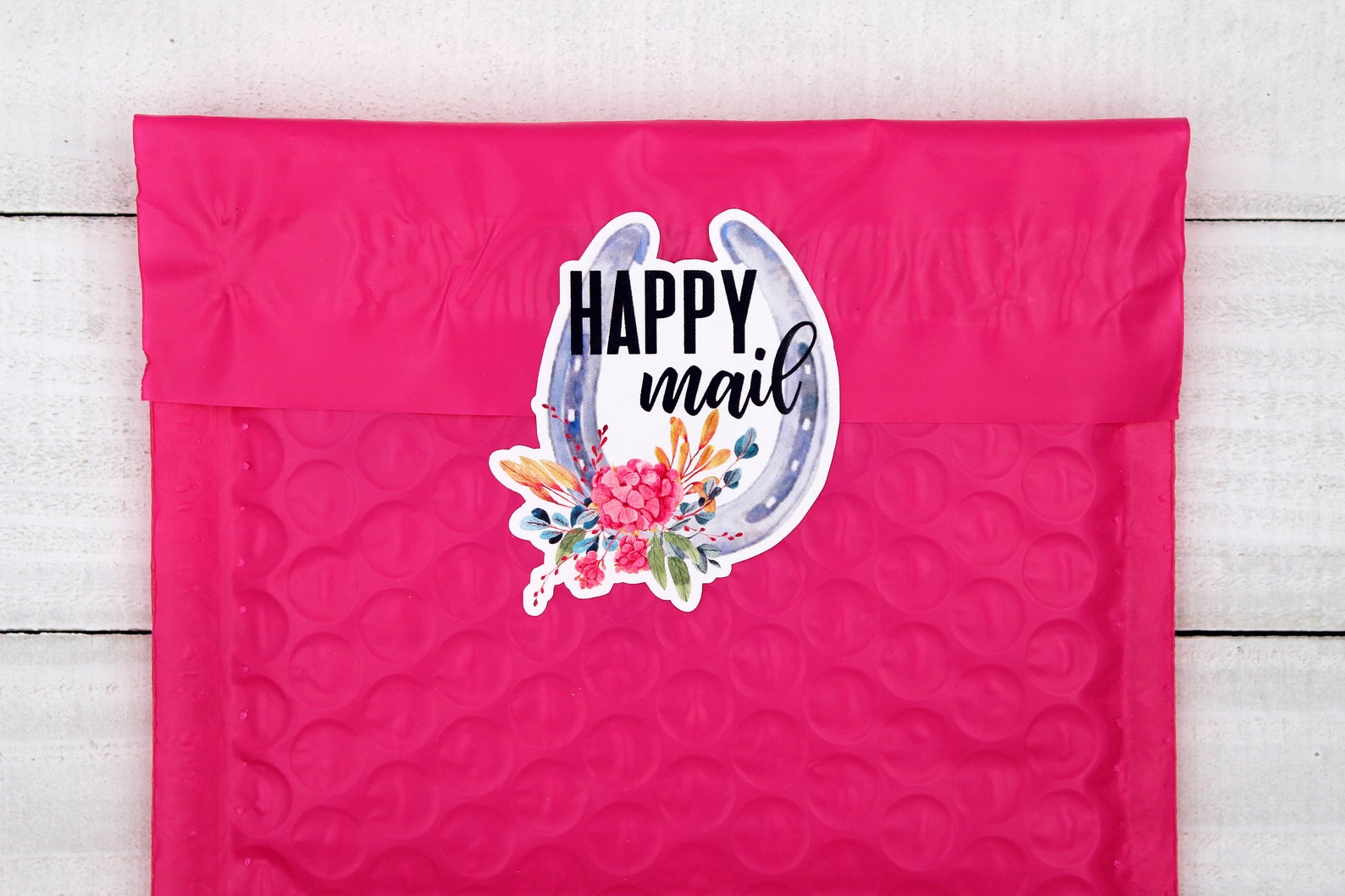 Horseshoe Flowers Happy Mail Stickers, Equestrian Floral Sticker, Thank ...