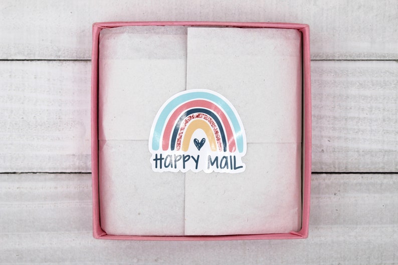 Happy Mail Rainbow Stickers Thank You For Shopping Small | Etsy