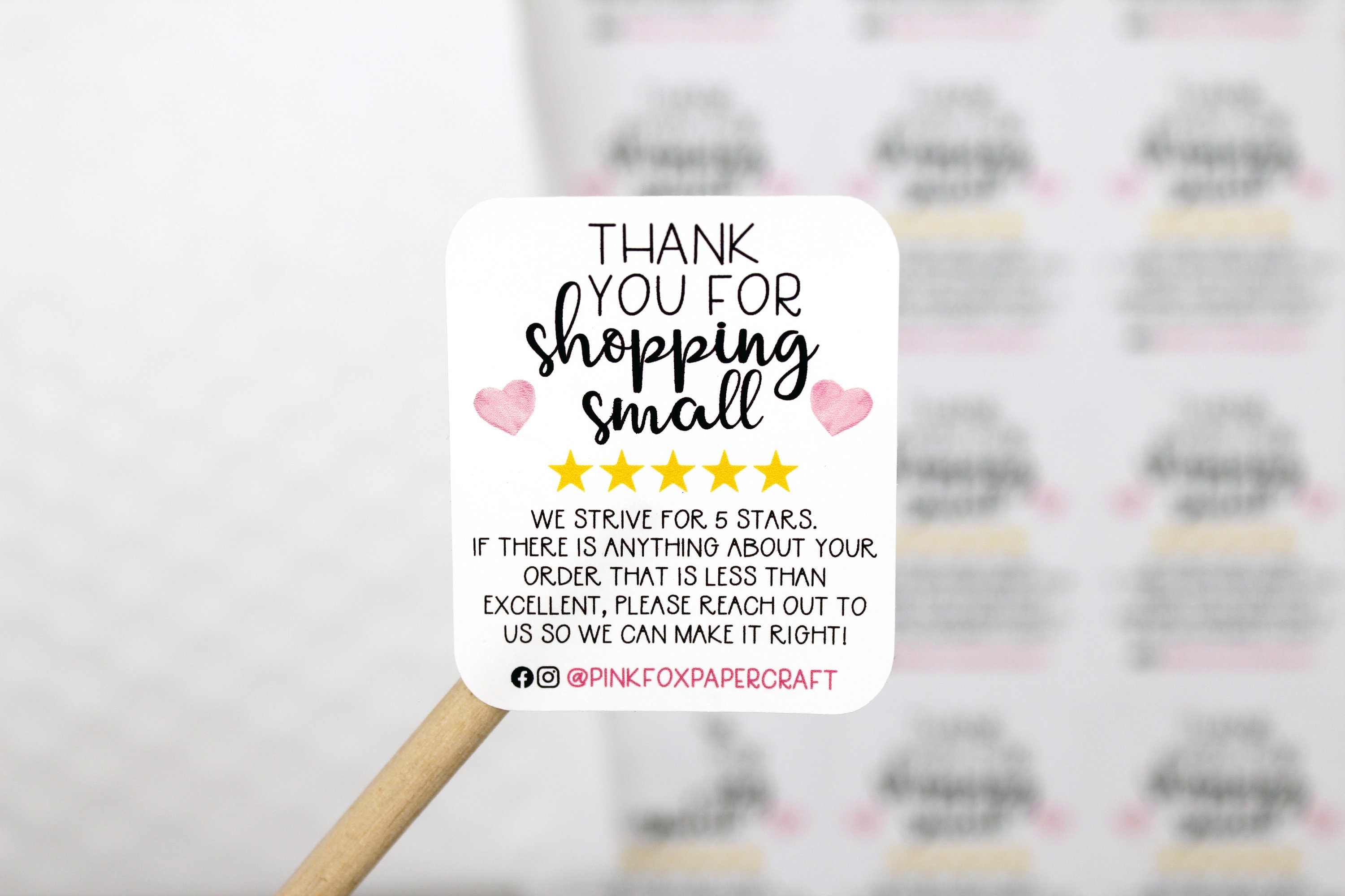 Thank You For Shopping Small Review Reminder Sticker Leave a | Etsy