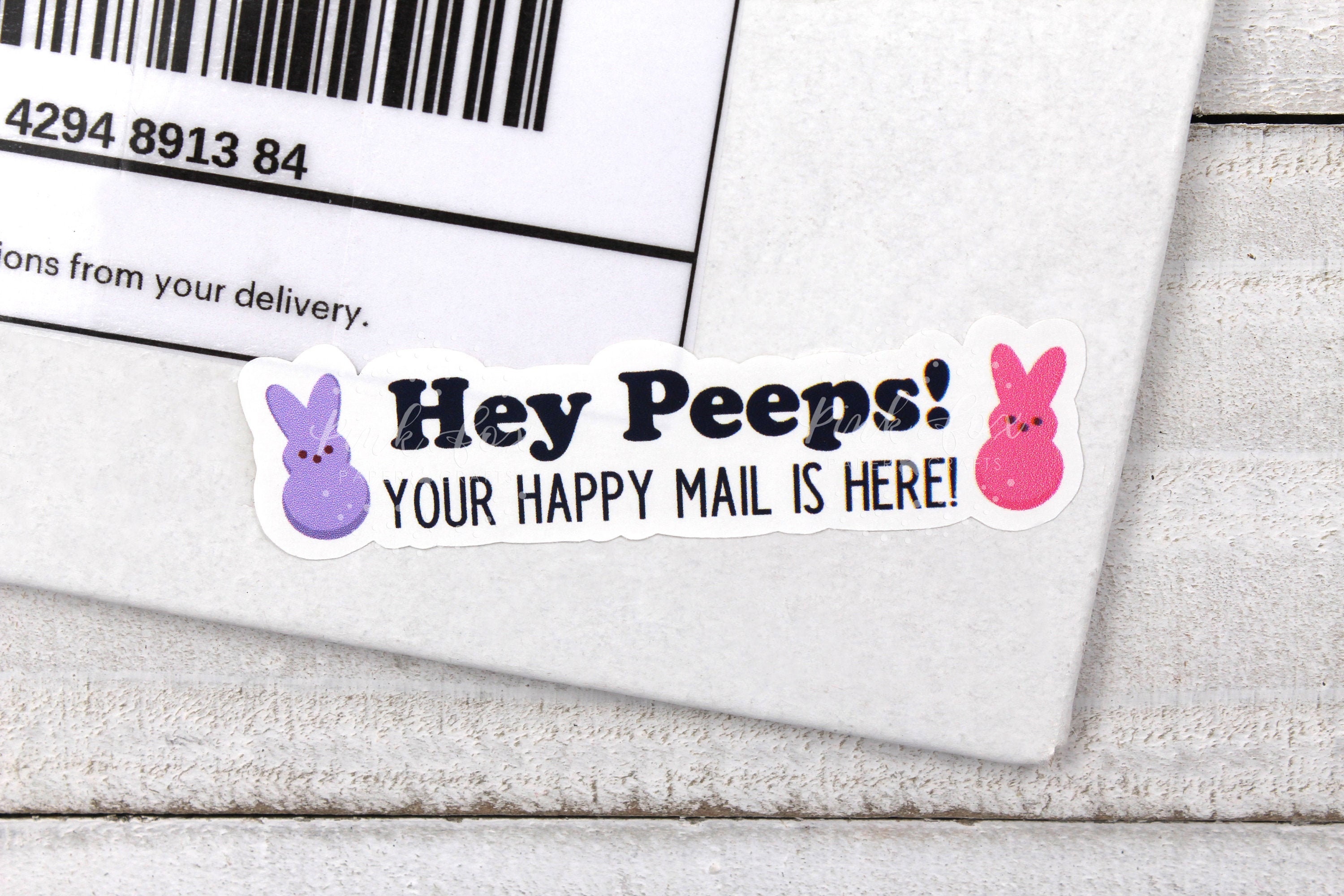 Hey Peeps Your Happy Mail is Here Stickers Easter Bunny Peep | Etsy
