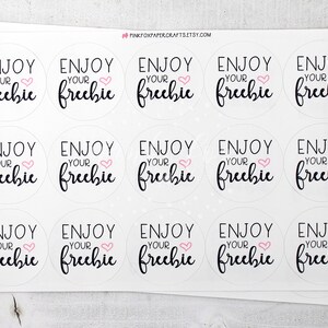 Enjoy Your Freebie Sticker, Free Gift Sticker, Giveaway Winner Sticker ...