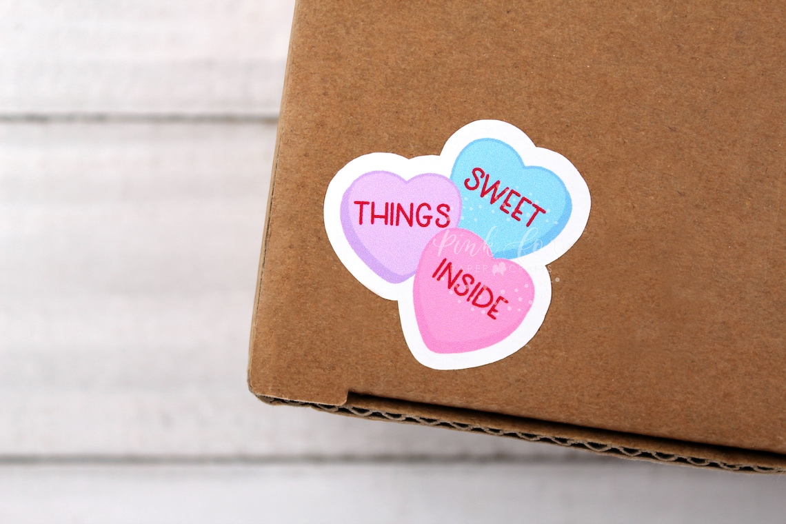 Sweet Things Inside Conversation Heart Stickers Thank You for - Etsy