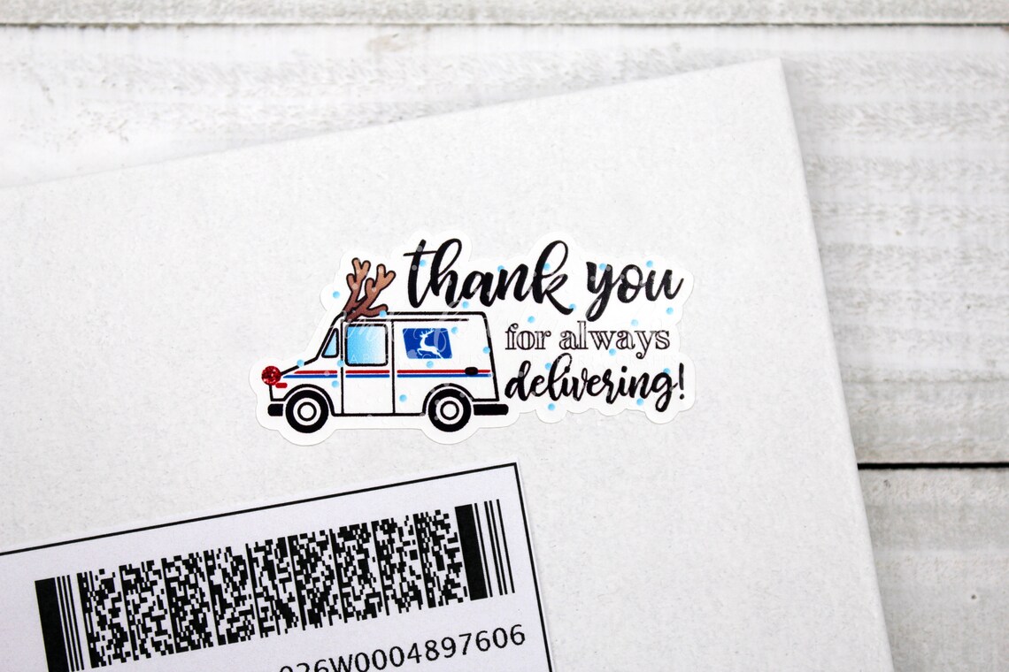 Holiday Thank You USPS Stickers, Mail Carrier Mailman Postal Worker ...