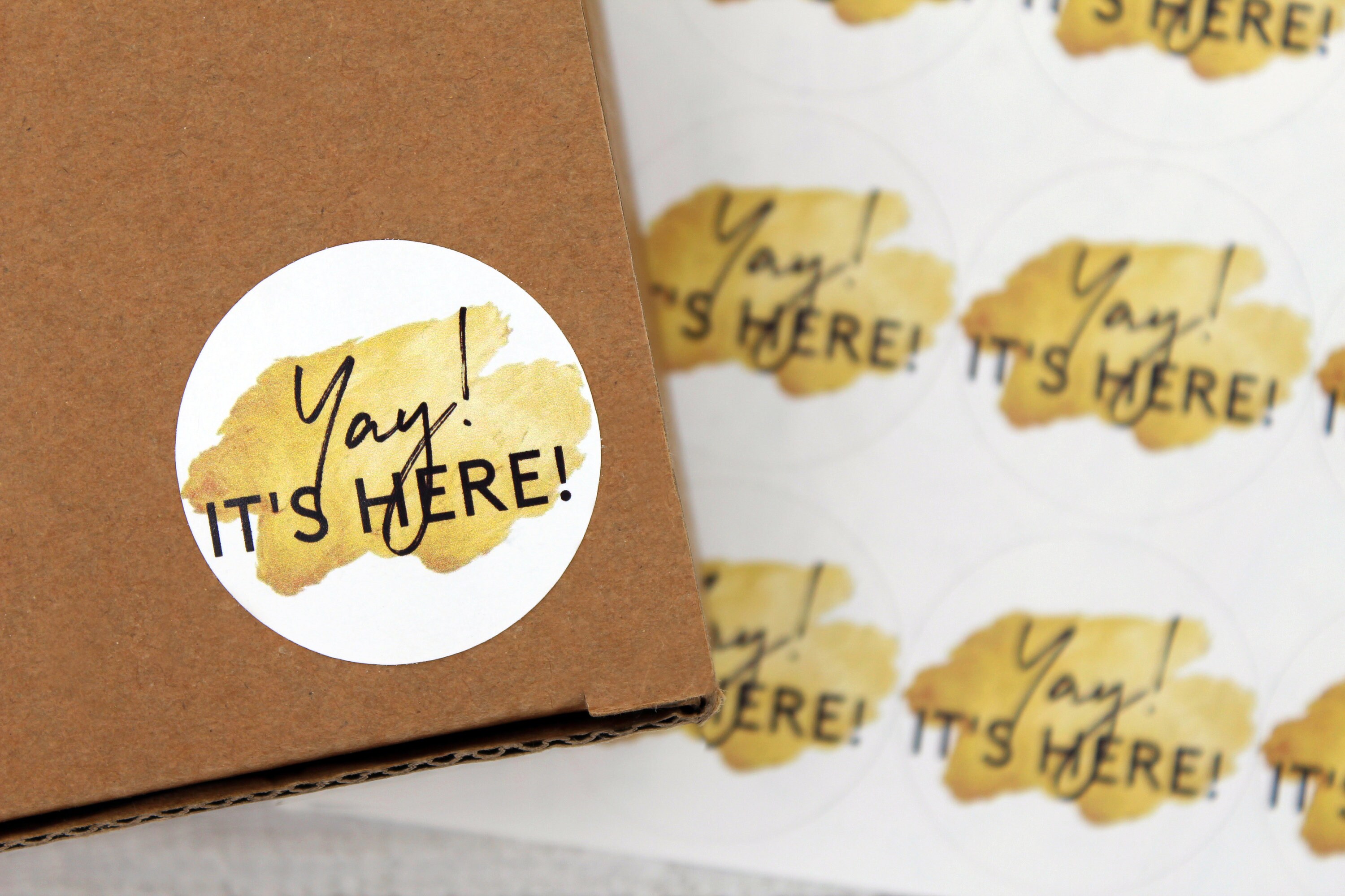 Yay It's Here, Gold Sticker, Happy Mail Small Shop Sticker, Faux Rose ...