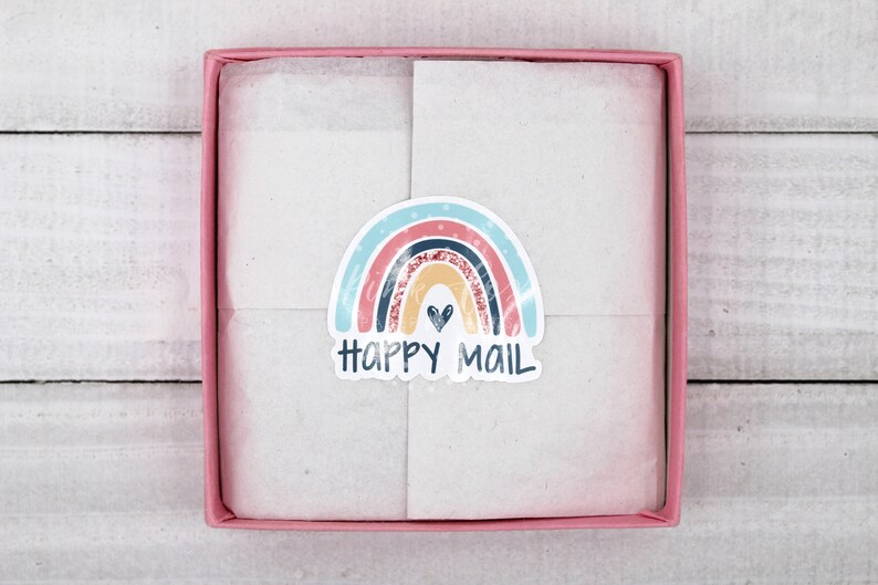 Happy Mail Rainbow Stickers, Thank You for Shopping Small, Supporting ...