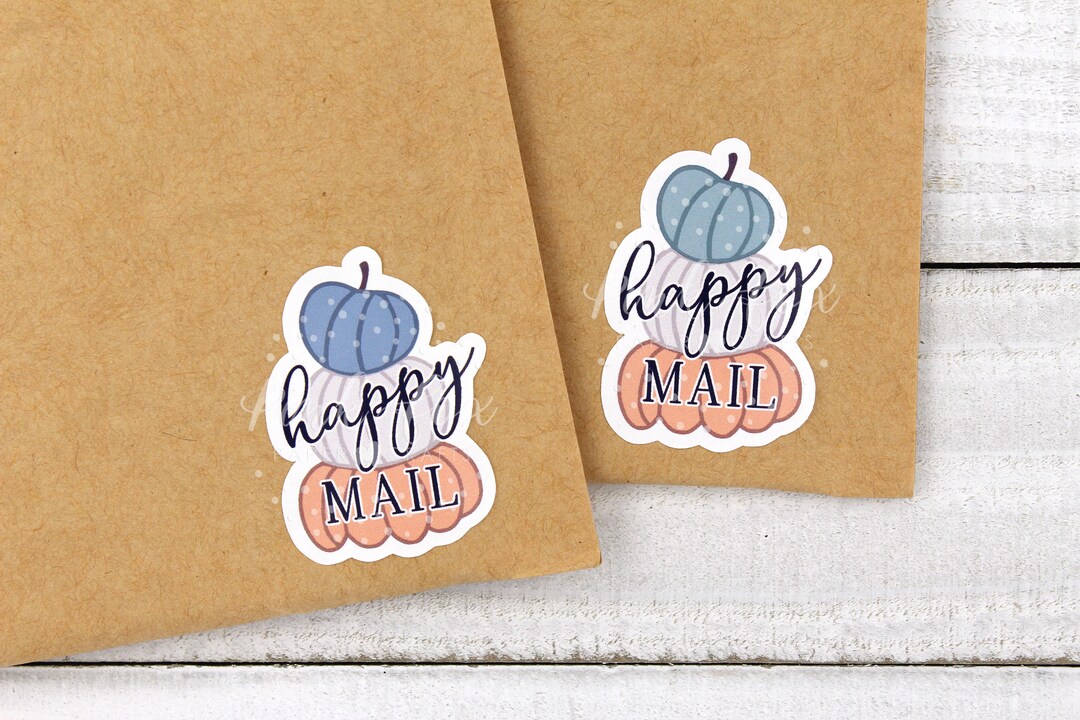 Pumpkin Happy Mail Stickers, Blue Pumpkin Gourds, Thank You Stickers ...