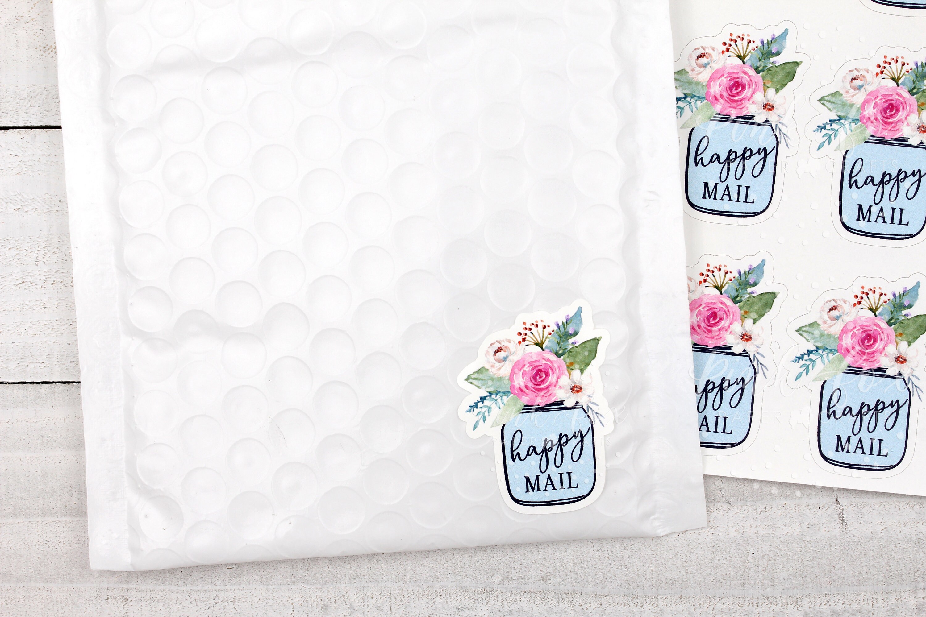 Mason Jar Flowers Happy Mail Stickers, Spring Flowers Thank You Sticker ...