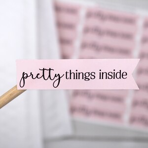 Pretty Things Inside Stickers, Pink Happy Mail Sticker, Thank You for ...