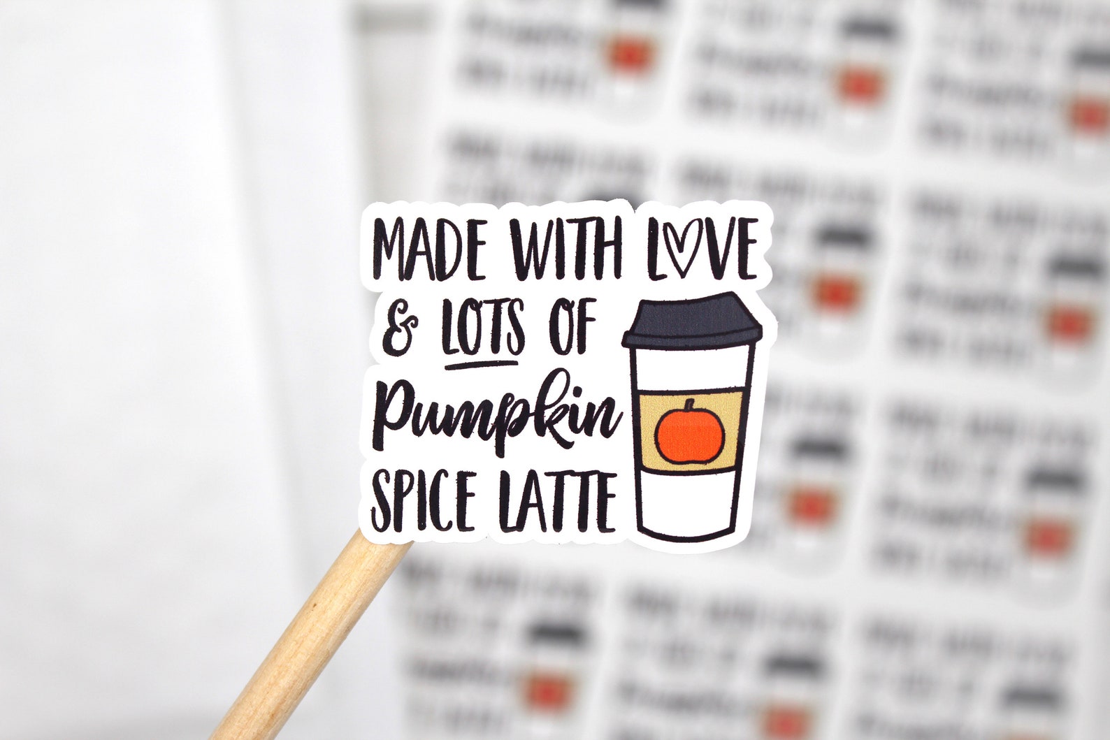 Made With Love & Lots of Pumpkin Spice Latte Stickers Happy | Etsy