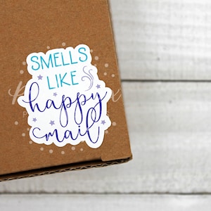 Smells Like Happy Mail Stickers, Small Business Stickers, Essential Oil ...