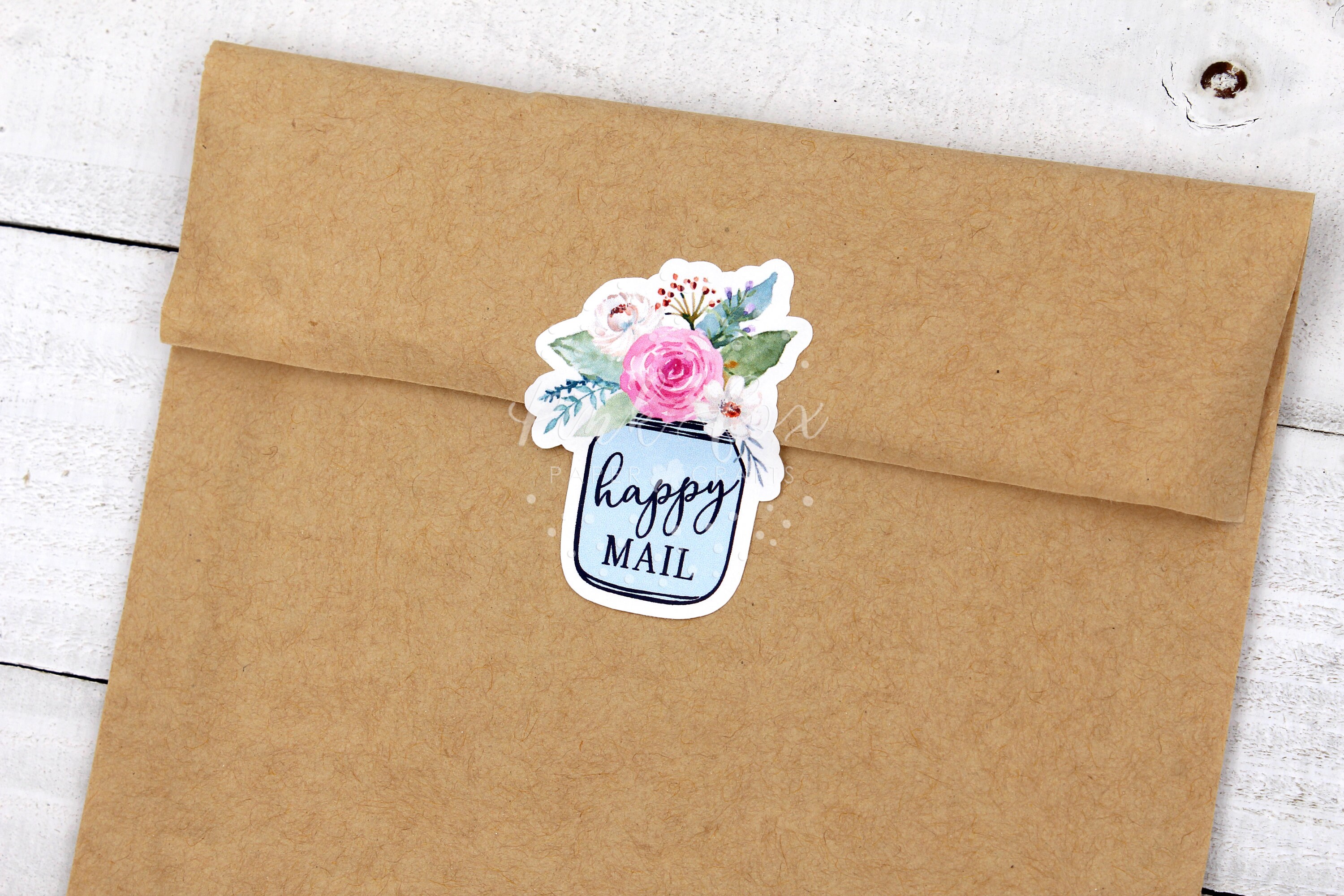 Mason Jar Flowers Happy Mail Stickers, Spring Flowers Thank You Sticker ...