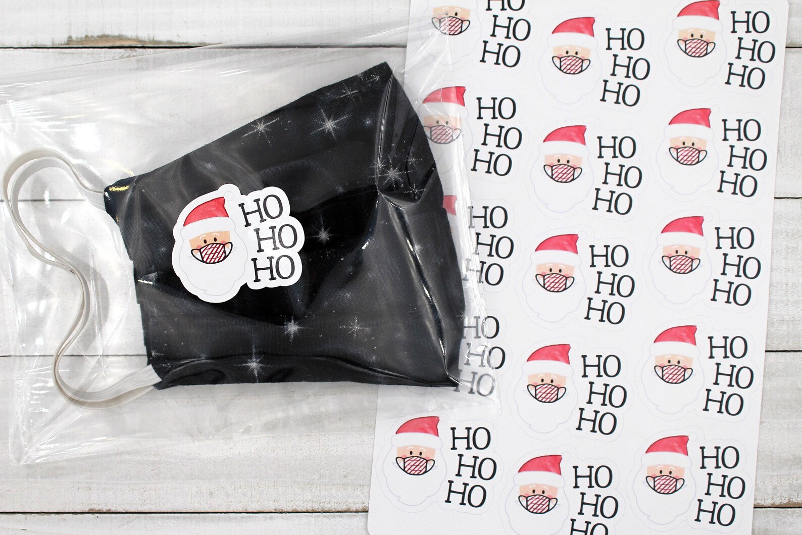 Santa Face Mask Ho Ho Ho Stickers Happy Mail Stickers - Etsy