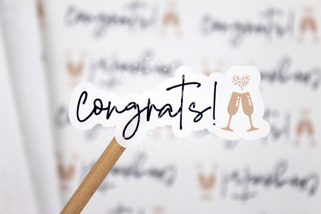 Congrats Sticker, Congratulations Engagement Wedding Sticker, Champagne ...