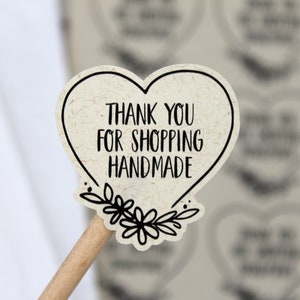 Thank You for Shopping Handmade Sticker, Handmade With Love, Heart ...