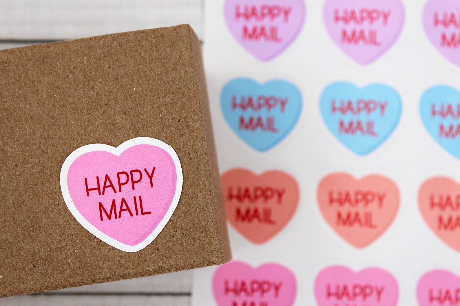 Conversation Heart Happy Mail Stickers, Valentine's Day Sticker, Thank ...