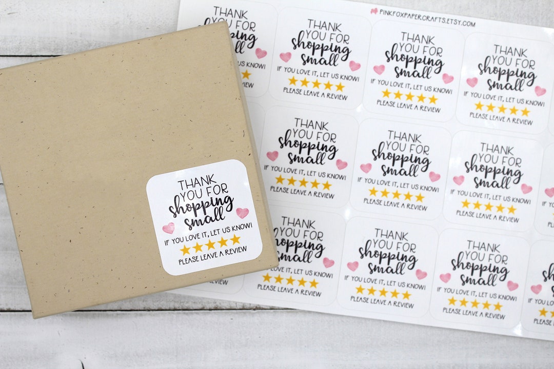 Thank You for Shopping Small Review Sticker, Customer Review Sticker ...