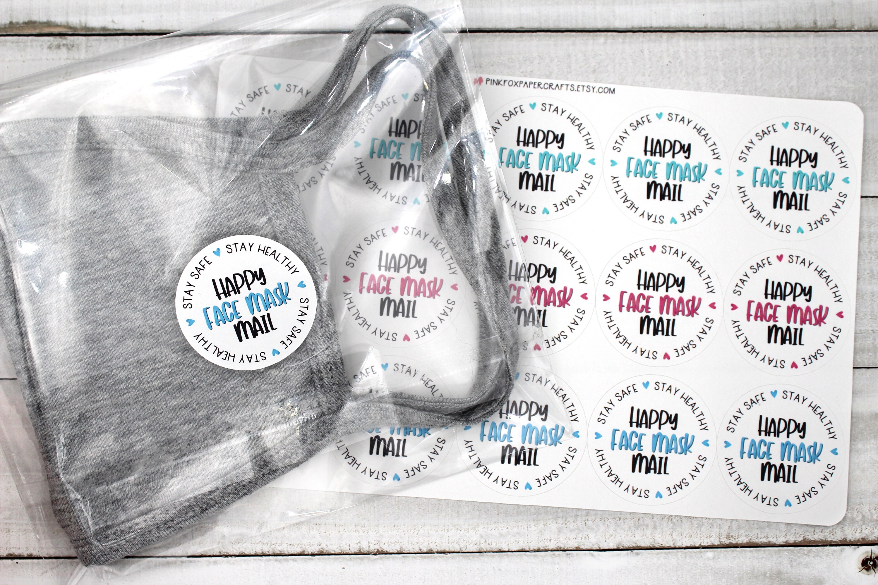 Happy Face Mask Mail Sticker Stay Safe Stay Healthy Handmade - Etsy