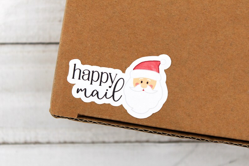 Santa Happy Mail Stickers, Christmas Card Sticker, Holiday Small ...