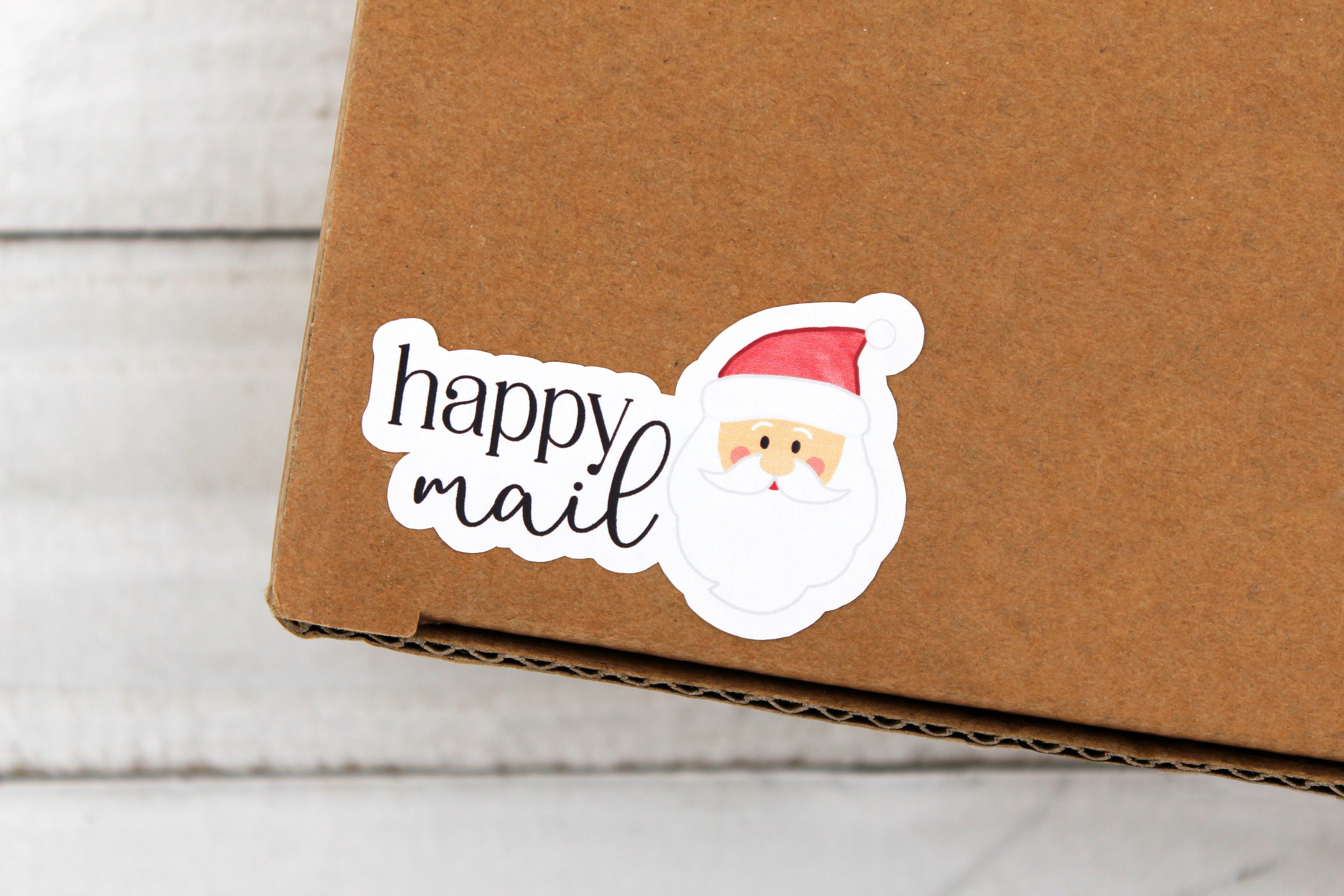 Santa Happy Mail Stickers Christmas Card Sticker Holiday - Etsy