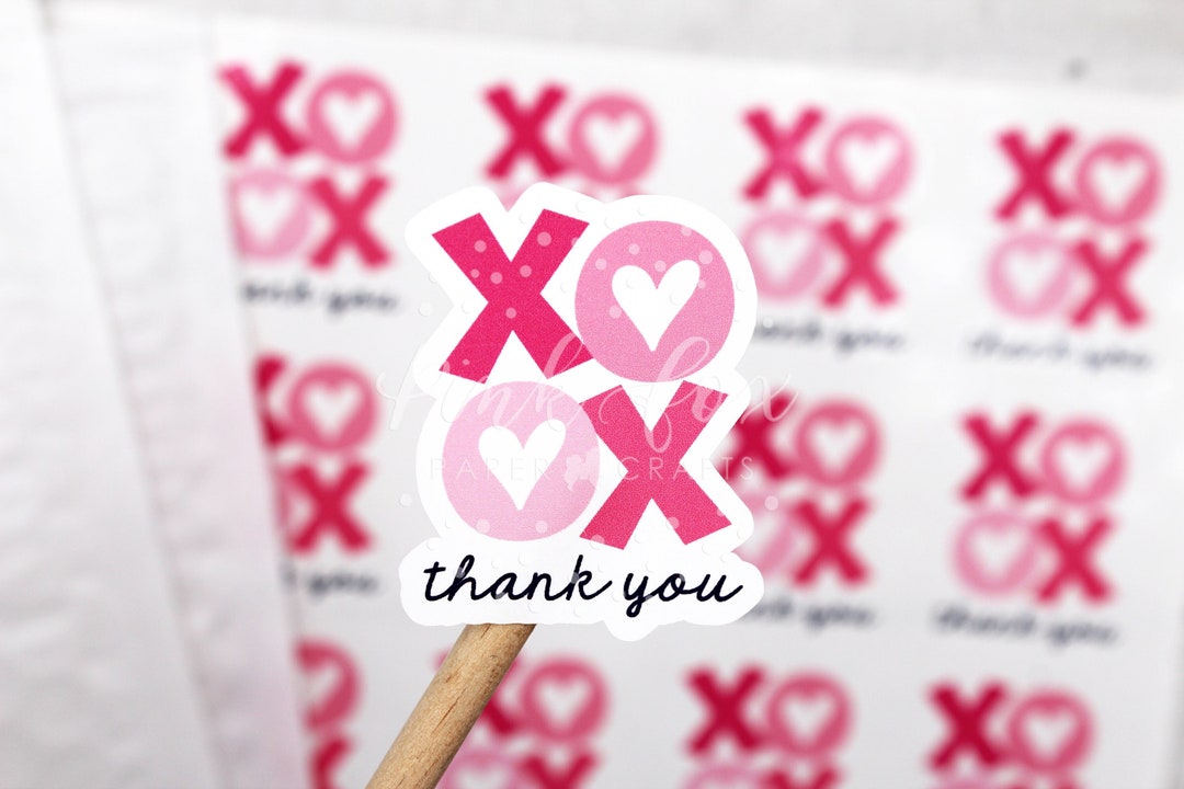 XOXO Thank You Stickers, Happy Mail Stickers, Cute Hearts Mail, Thank ...