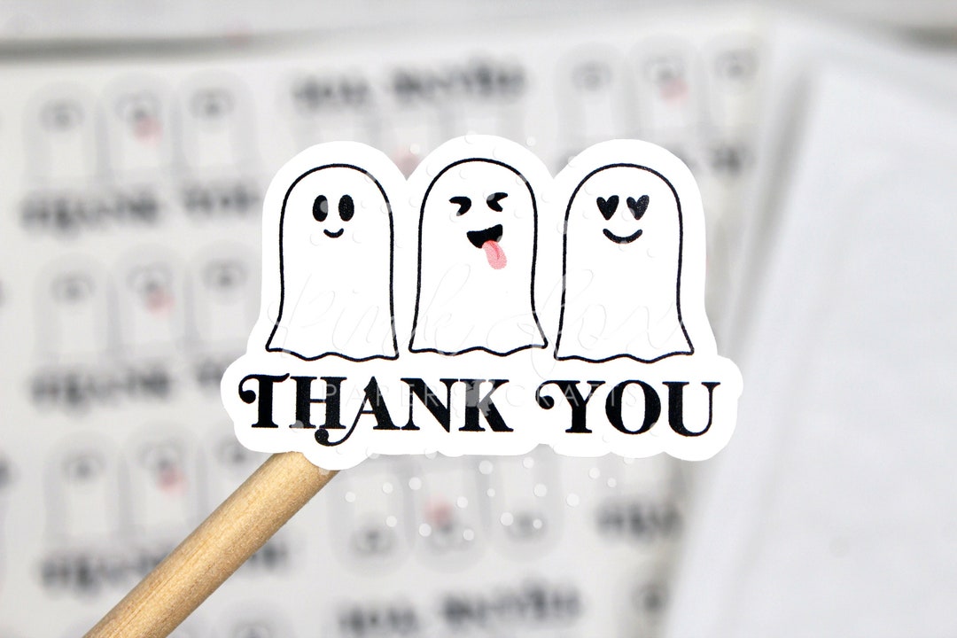 Smiley Ghosts Thank You Sticker, Halloween Fall Sticker, Happy Mail ...