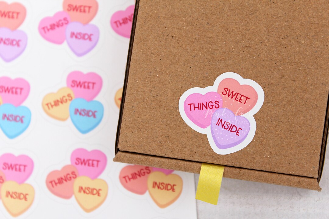 Sweet Things Inside Conversation Heart Stickers, Thank You for Shopping ...