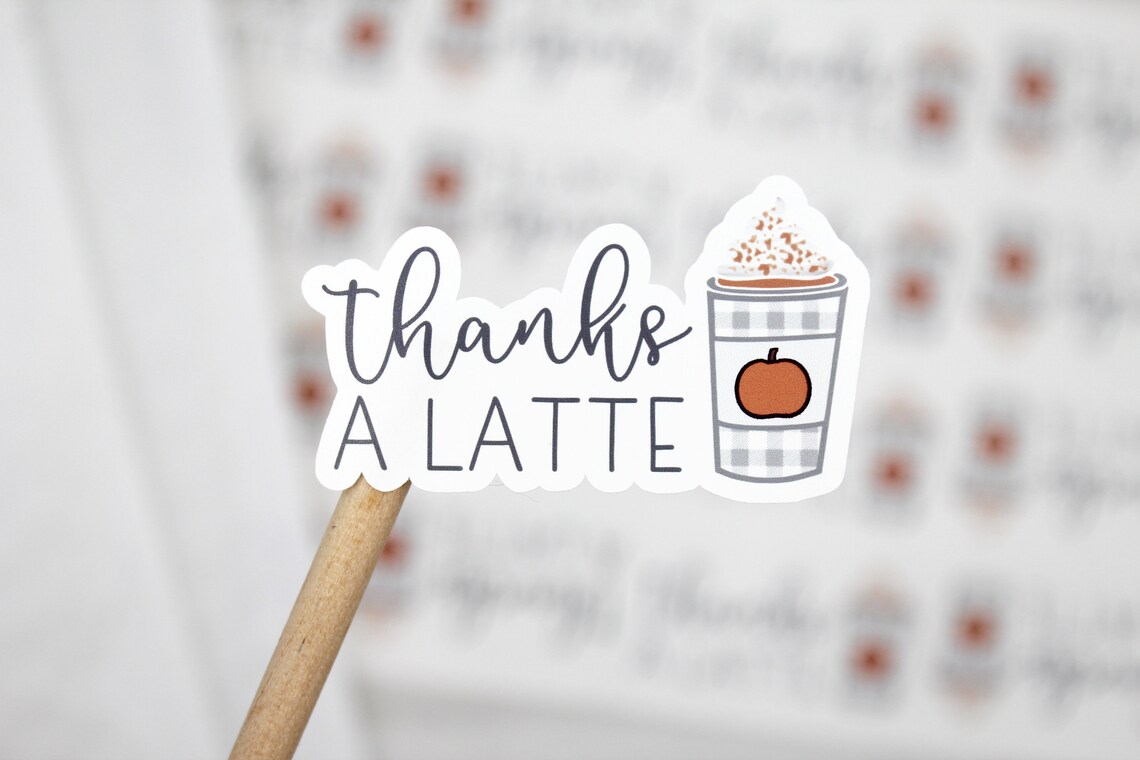 Thanks A Latte Sticker, Pumpkin Spice Latte Fall Stickers, Happy Mail ...