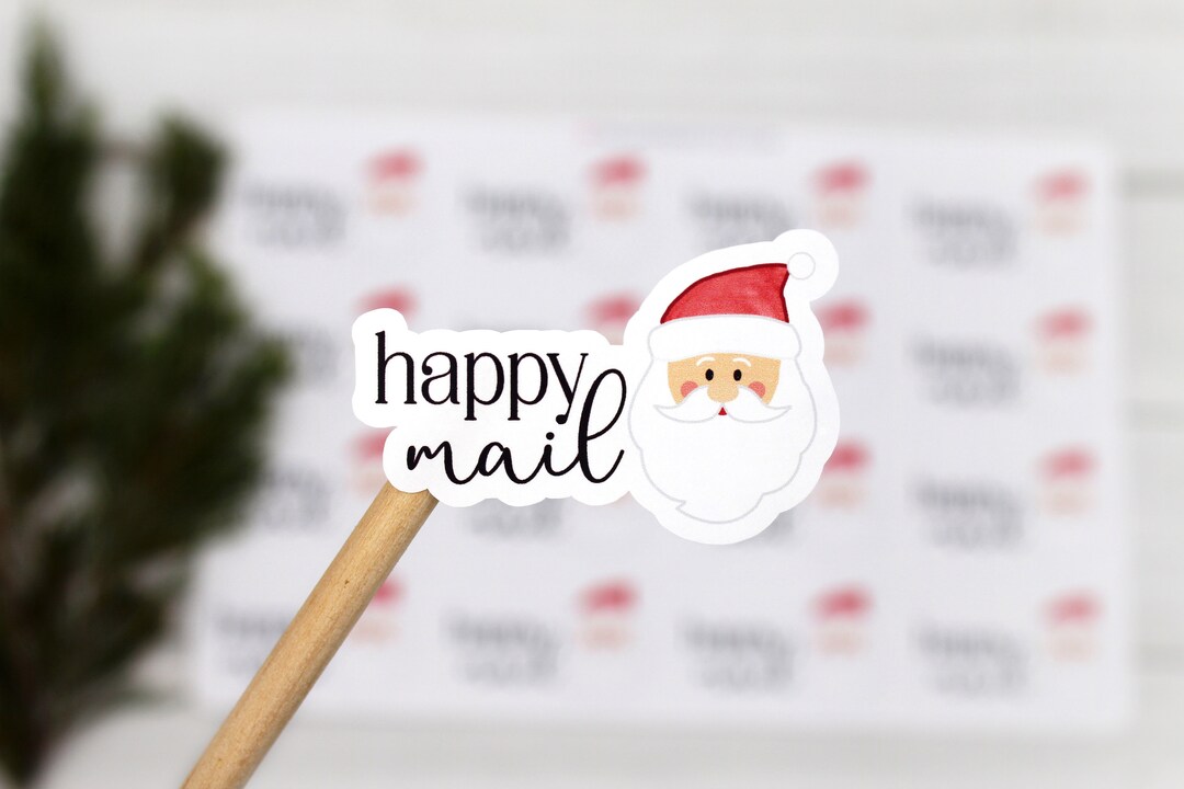 Santa Happy Mail Stickers, Christmas Card Sticker, Holiday Small ...