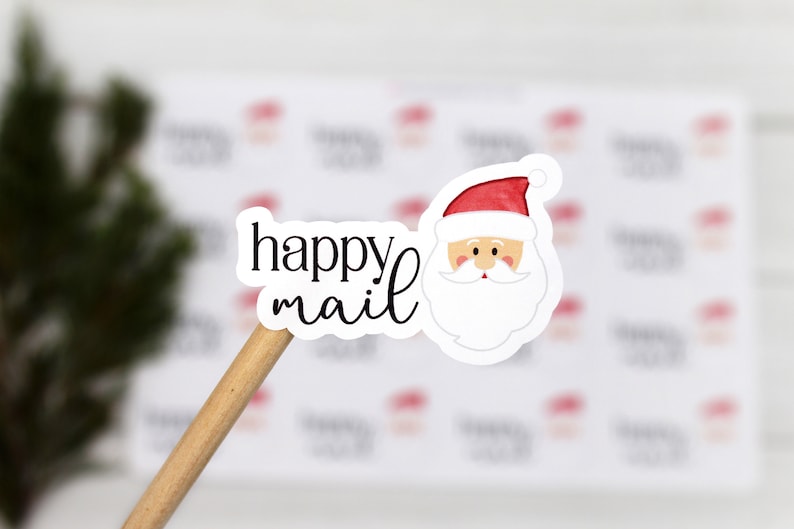 Santa Happy Mail Stickers, Christmas Card Sticker, Holiday Small ...