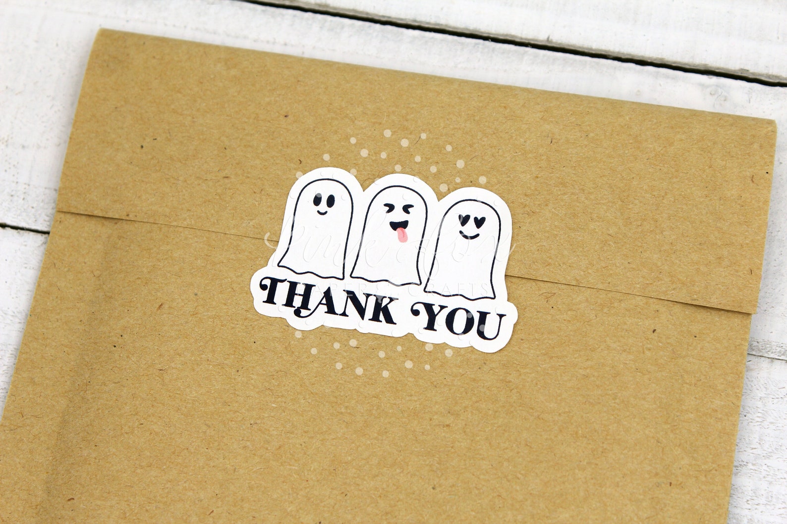 Smiley Ghosts Thank You Sticker, Halloween Fall Sticker, Happy Mail ...