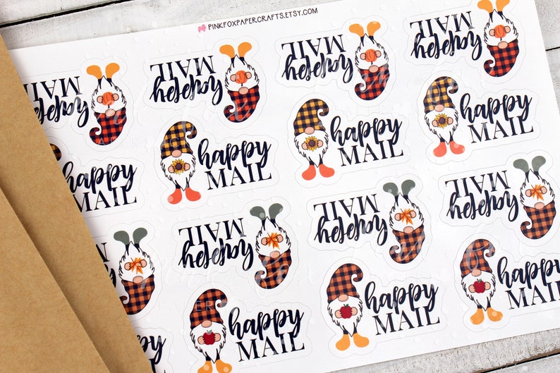 Fall Gnome Happy Mail Stickers Autumn Gnome Stickers Happy - Etsy