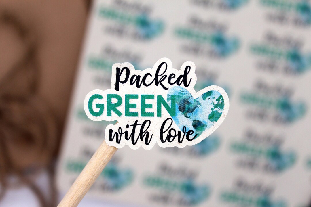 Packed Green With Love, Recycled Packing Stickers, Reused Packaging Box ...