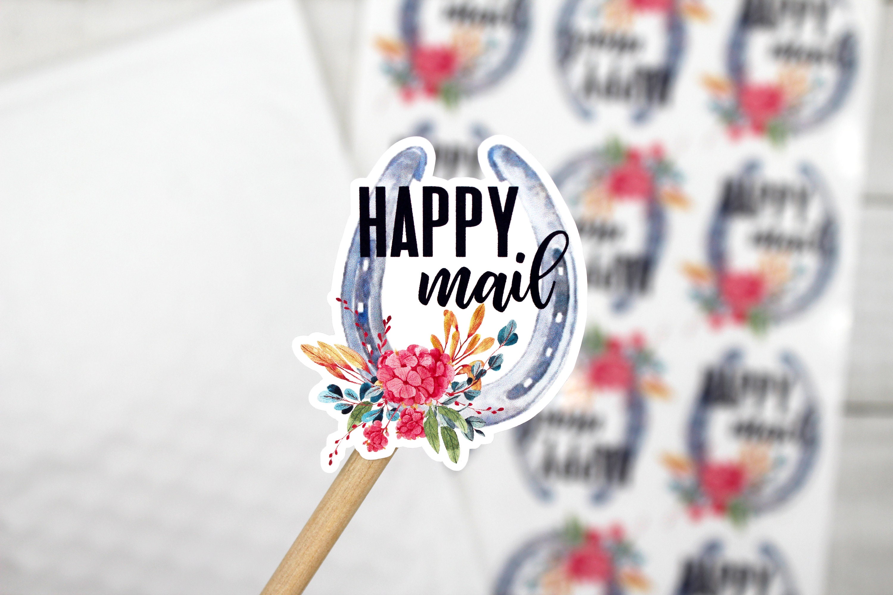 Horseshoe Flowers Happy Mail Stickers Equestrian Floral | Etsy