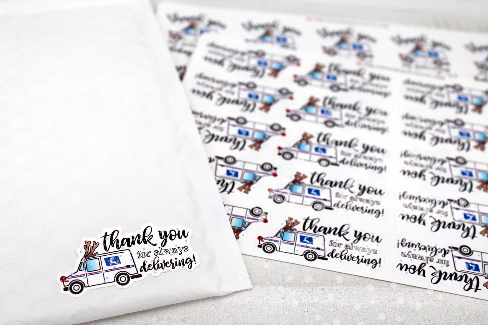 Holiday Thank You USPS Stickers, Mail Carrier Mailman Postal Worker ...