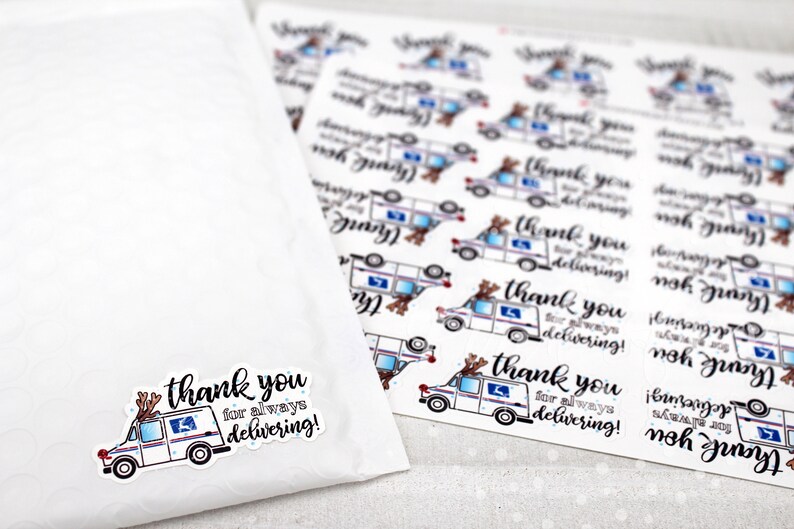 Holiday Thank You USPS Stickers Mail Carrier Mailman Postal - Etsy