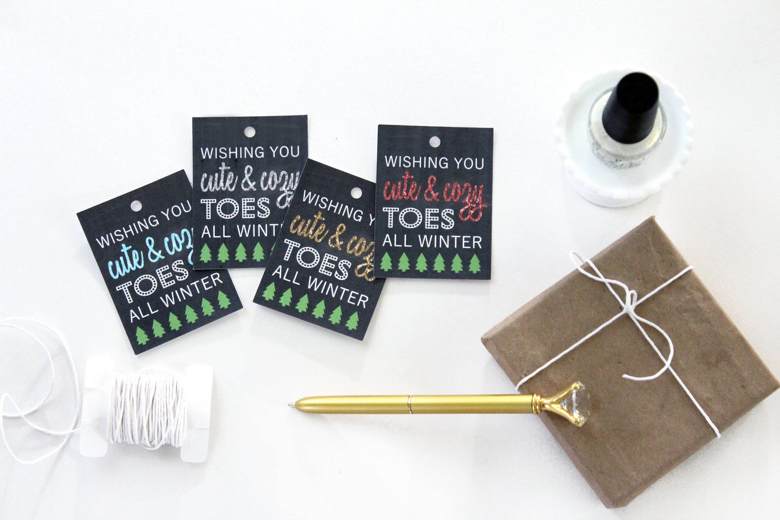 Christmas Sock Gift Tags and Nail Polish Tags, Cute and Cozy Toes ...